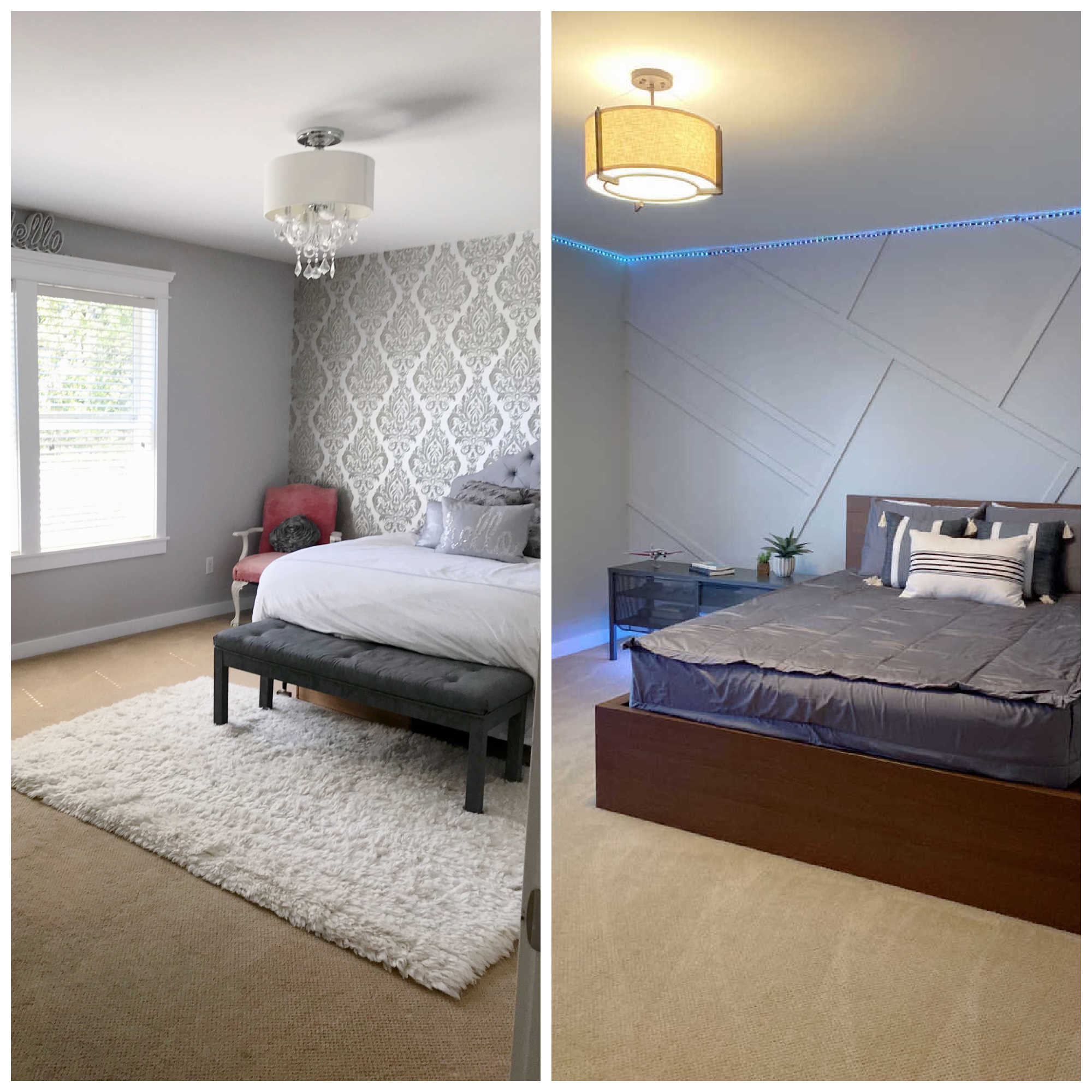 DIY Geometric Feature Wall on Textured Walls