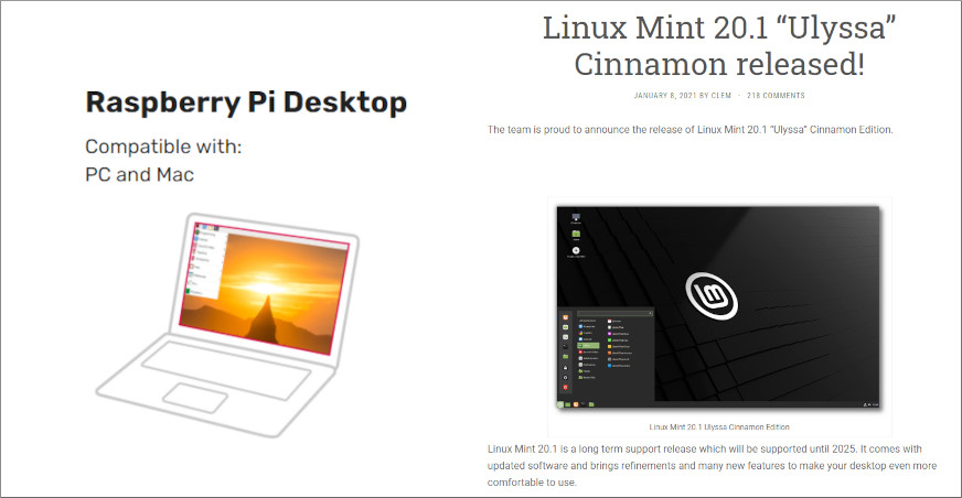 Raspberry Pi OSとLinux Mintをインストールしてみた