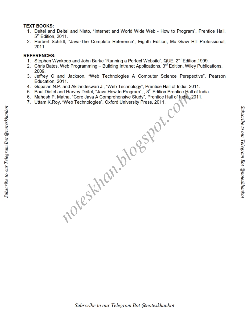 Cs6501 Internet Programming Syllabus Semester V Cse Be Anna University