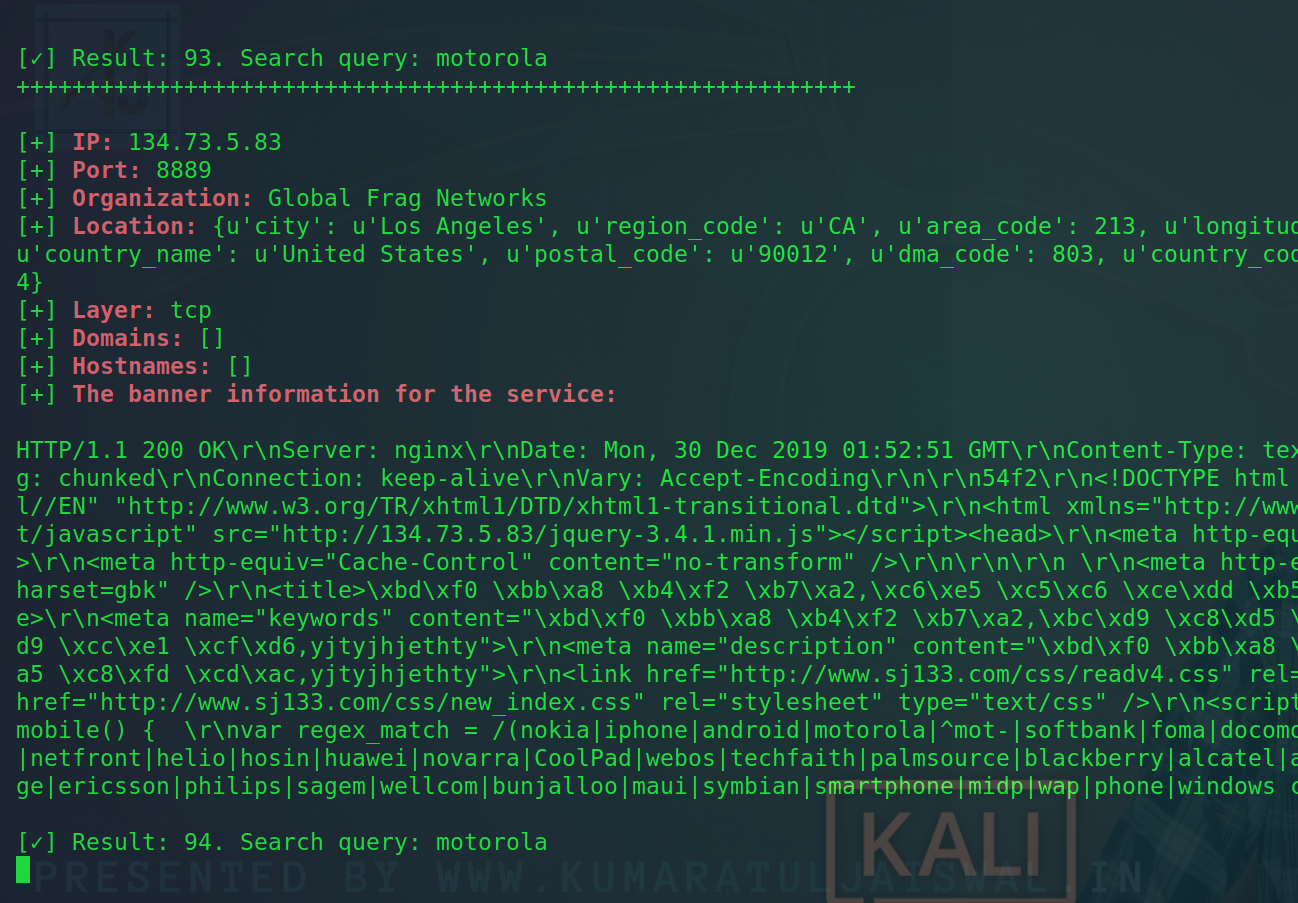 Shodan Eye Gathering information about connecting devices on the Internet