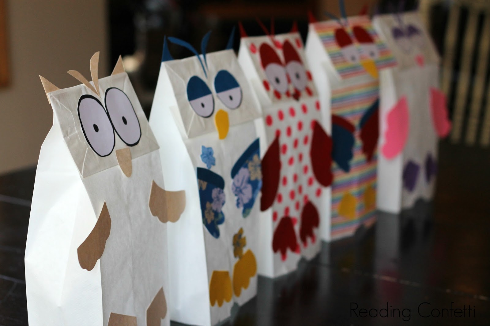 Little White Owl Paper Bag Puppets: Book Activity ~ Reading Confetti