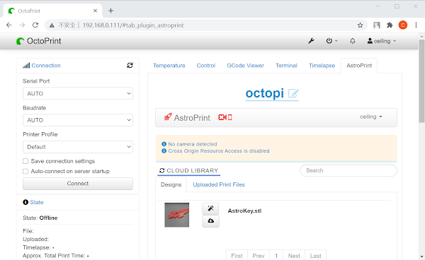 Raspberry Pi 筆記(84)：在OctoPi安裝AstroPrint雲端服務套件