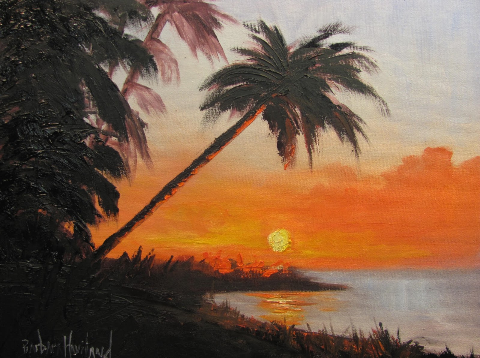 Where ART Lives Gallery Artists Group Blog: Palm Tree Sunset, oils ...