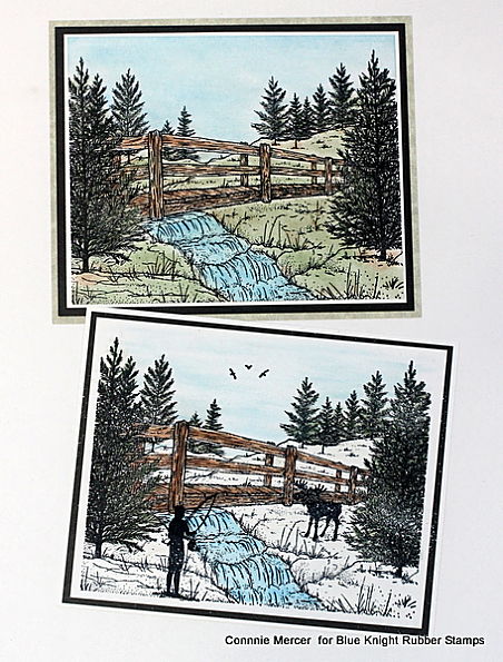 crafty goodies: Bridge Over Waterfall by Blue Knight Rubber Stamps~