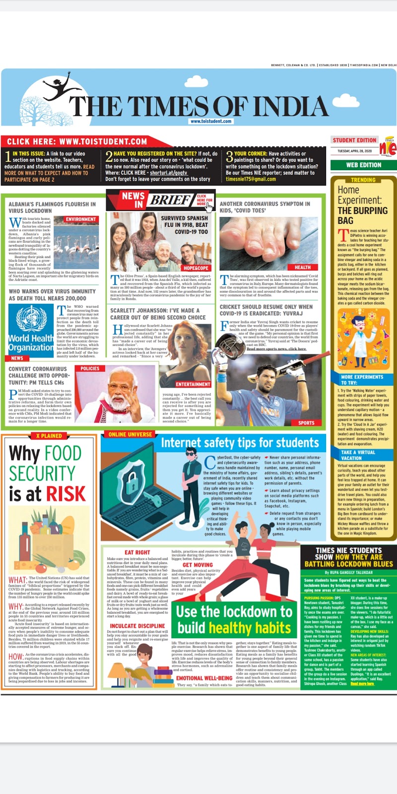 .: TOI paper student edition