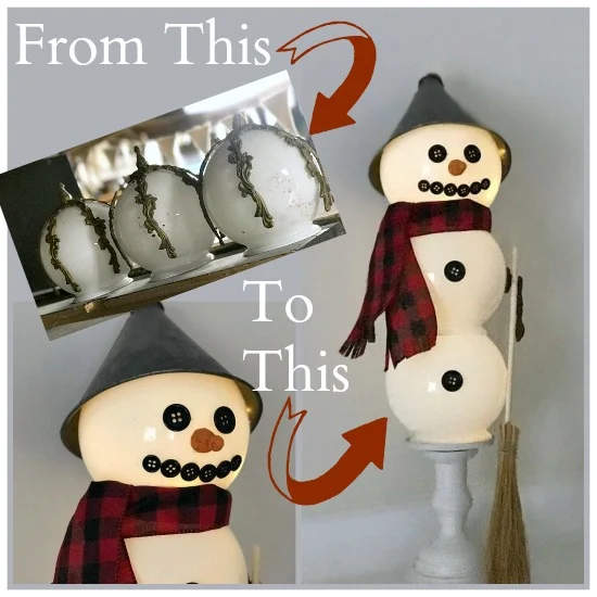 Light-up Snowman Made from Lamp Parts