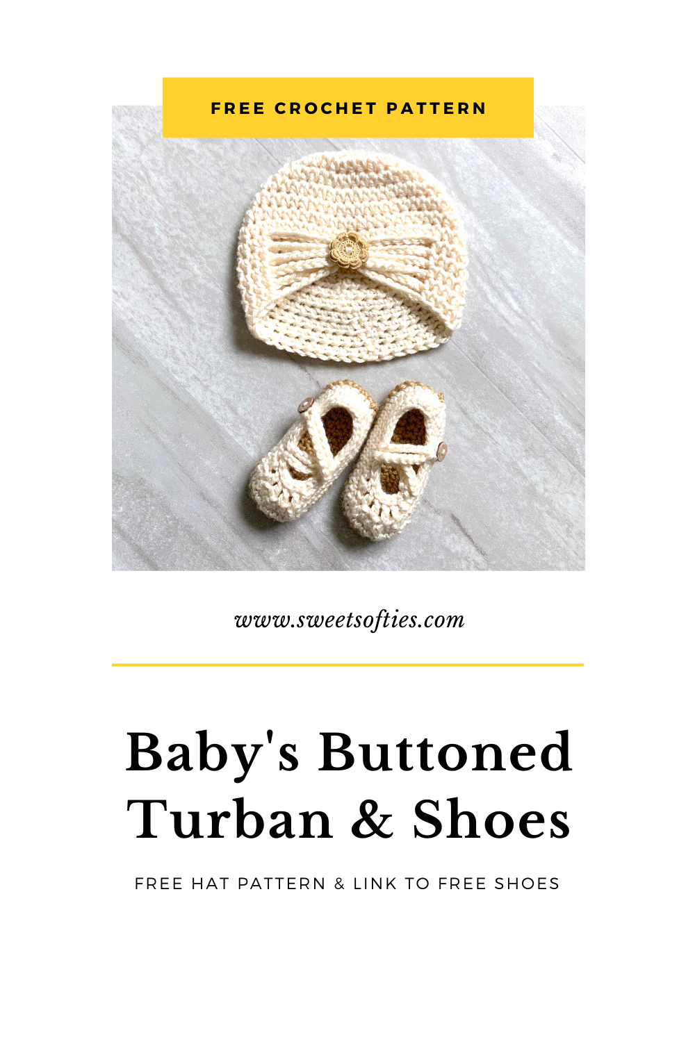 Baby's Buttoned Turban (Free Crochet Pattern) - Sweet Softies