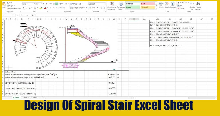 Design Of Spiral Stair Excel Sheet - FantasticEng