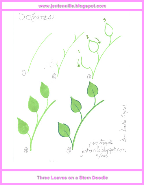 Jen Tennille's Draw Doodle Style!: How To Draw Three Leaves on a Stem ...