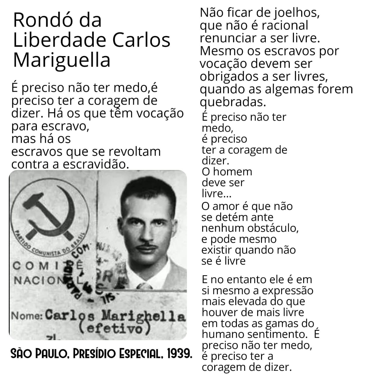 Coletivizando: 50 anos do assassinato de Marighella - Rondó da Liberdade Coletivizando: 50 anos do assassinato de Marighella - Rondó da Liberdade