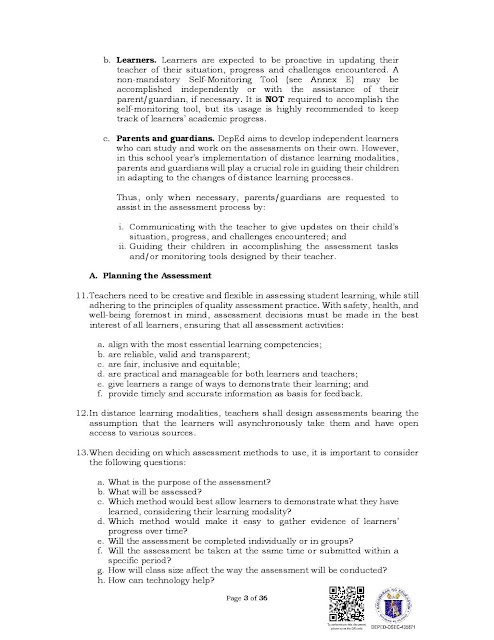 DepEd Memos, Orders & Results: ASSESSMENT AND GRADING SYSTEM FOR SY 2020-2021