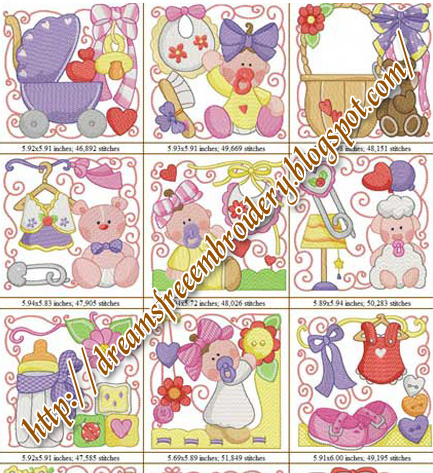 Dreams Free Embroidery: Baby Girl Blocks Free Embroidery