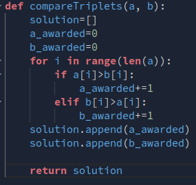 Compare The Triplets Hackerrank Solution |Codeityweb