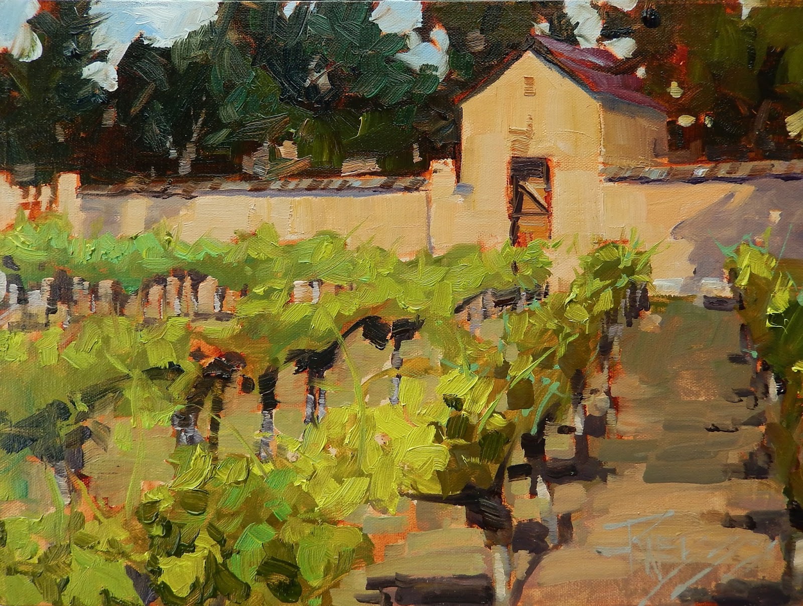 in plein air: "Hedges Family Estate" original, vineyard, oil painting ...