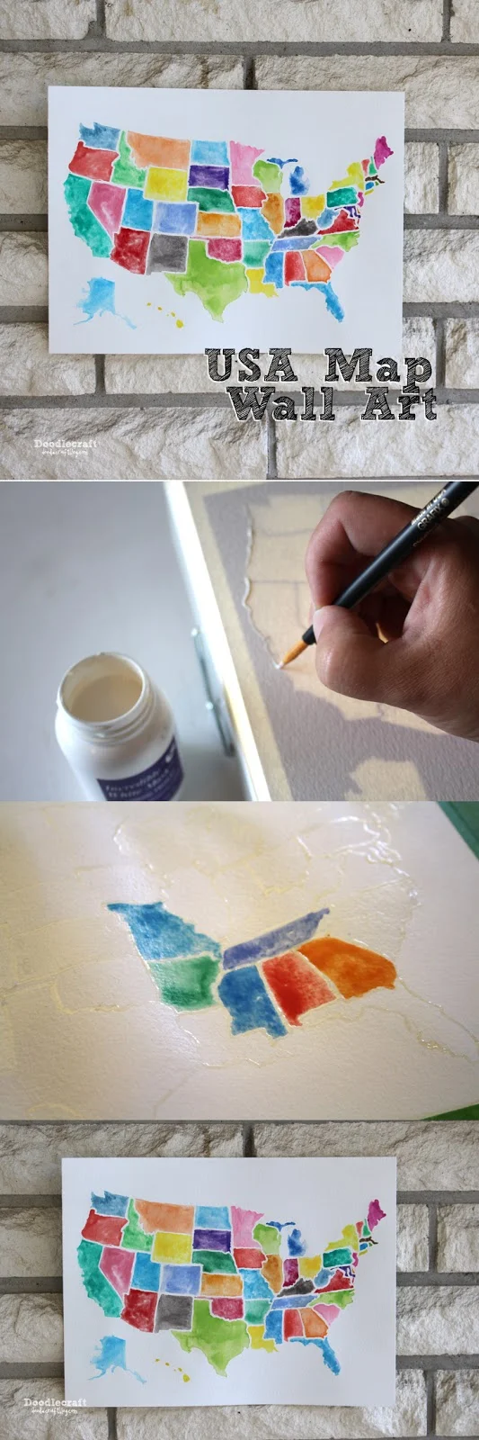 USA Watercolor Wall Art using Frisket!