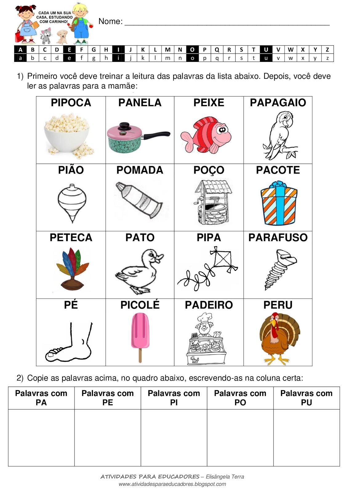 ATIVIDADES PARA EDUCADORES : Treino ortográfico - Palavras com PA-PE-PI ...