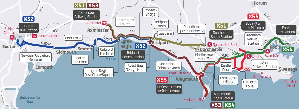 Great British Bus Routes.com: X52-X54: Poole - Exeter