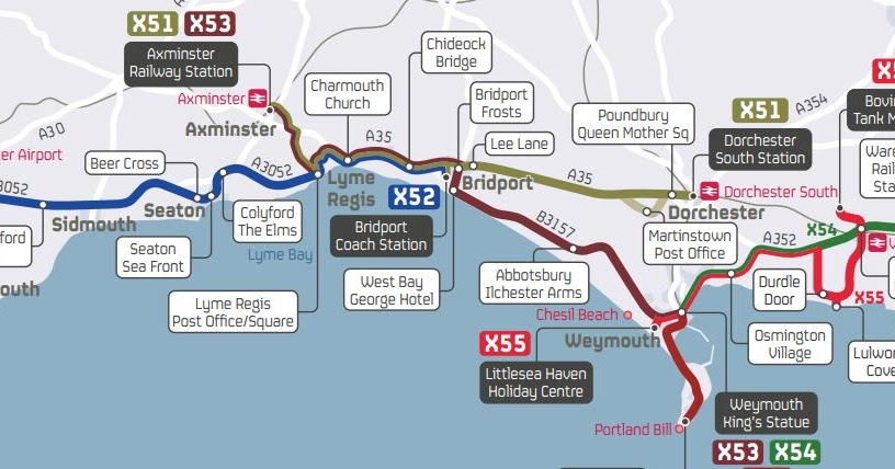 Great British Bus Routes.com: X52-X54: Poole - Exeter