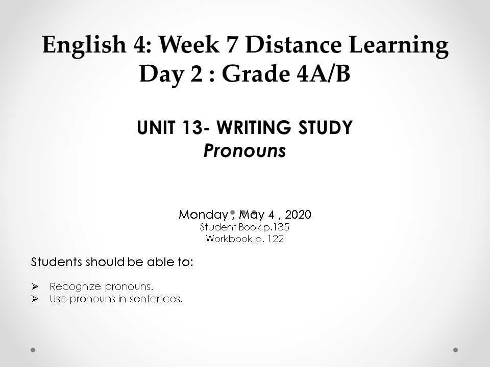 English -Grade4: WEEK (7)