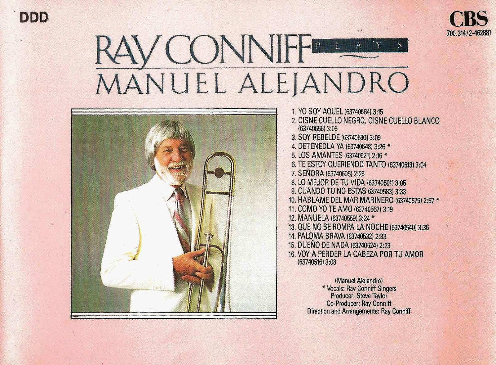 LA PLAYA MUSIC - OLDIES: RAY CONNIFF - PLAYS MANUEL ALEJANDRO - 1989