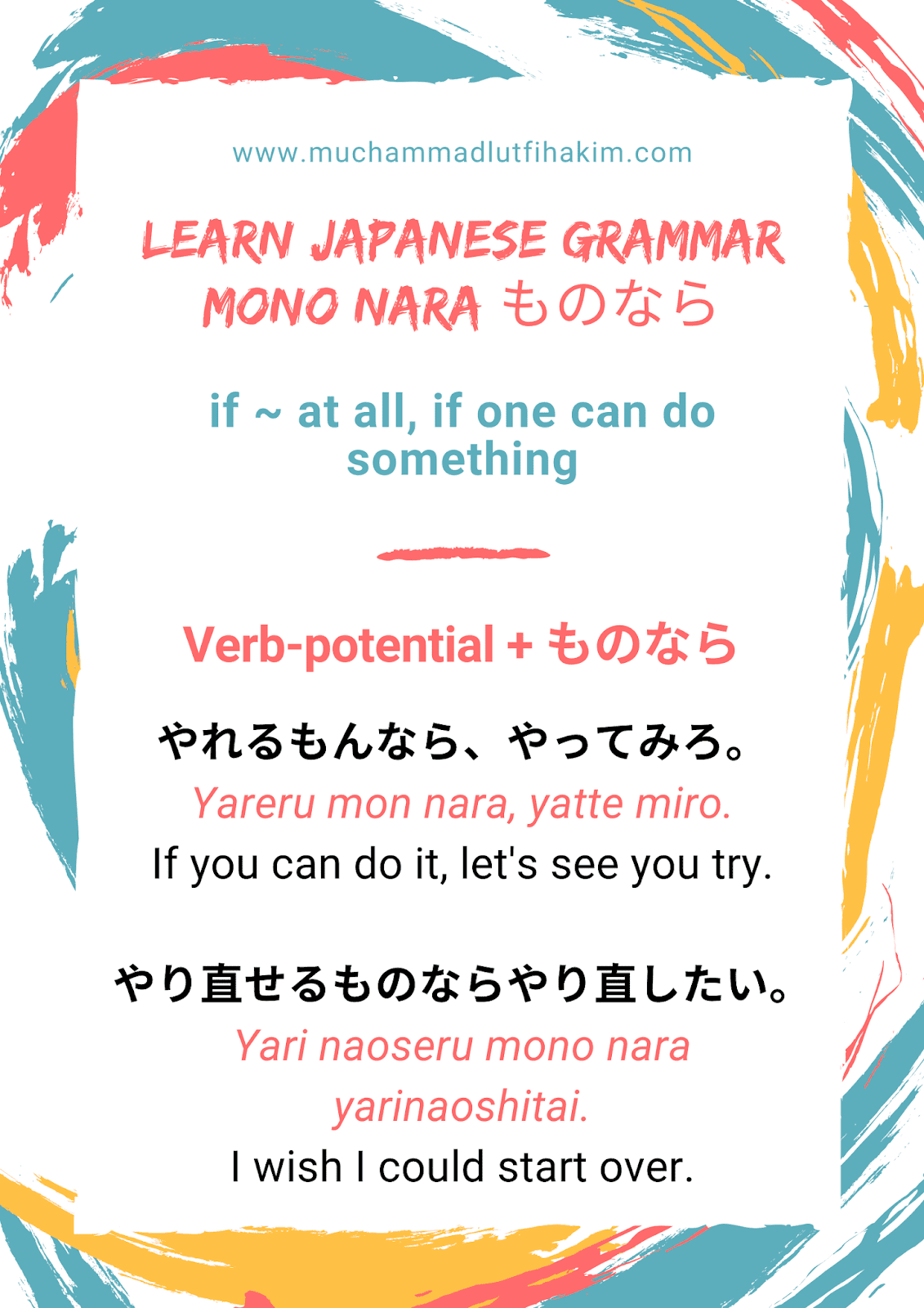 Learn Japanese Grammar ~ mono nara (~ ものなら) - Muchammad Lutfi's Blog