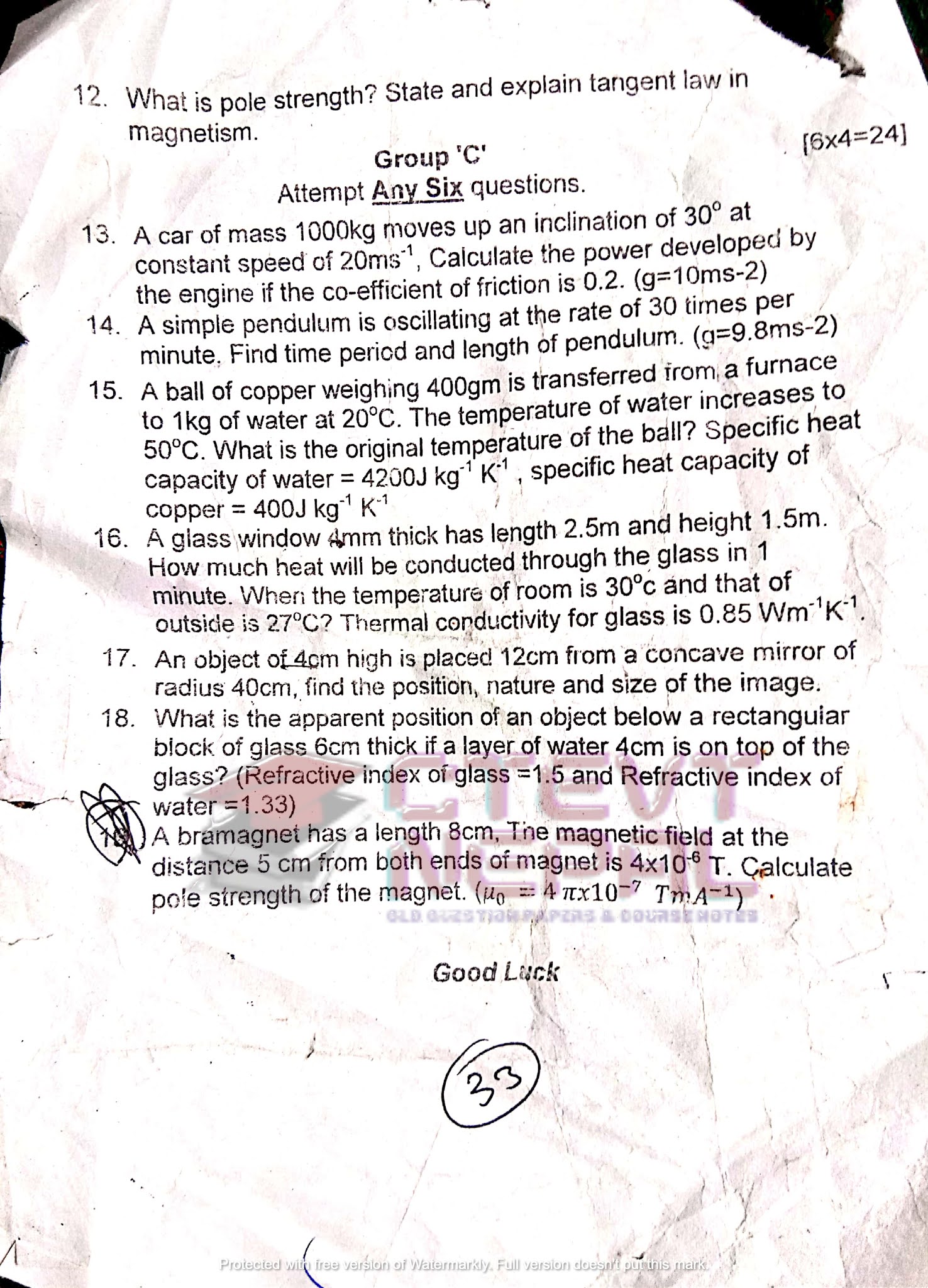 Engineering Physics I - 1st Semester Question Papers CTEVT | Diploma in ...