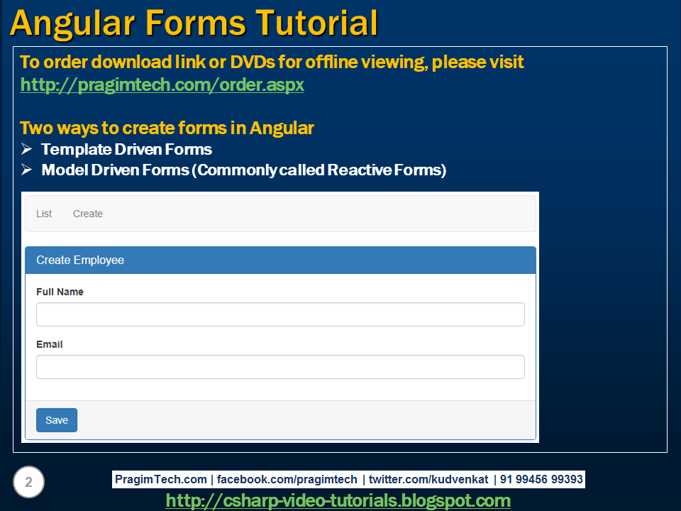 Sql server, .net and c# video tutorial: Angular forms tutorial - Slides Sql server, .net and c# video tutorial: Angular forms tutorial - Slides