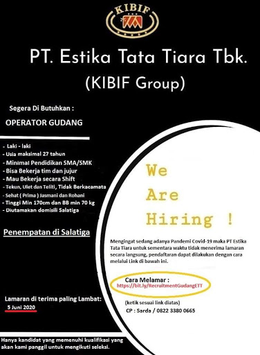 Lowongan Kerja PT. Estika Tata Tiara Tbk. Salatiga - Operator Gudang - Lowongan Kerja