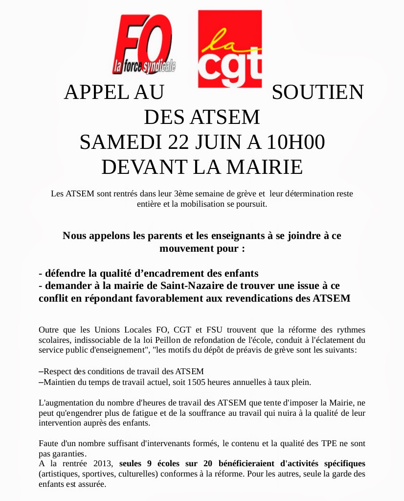 FO - Loire Atlantique: ST-NAZAIRE : APPEL AU SOUTIEN DES ATSEM LE ... FO - Loire Atlantique: ST-NAZAIRE : APPEL AU SOUTIEN DES ATSEM LE ...
