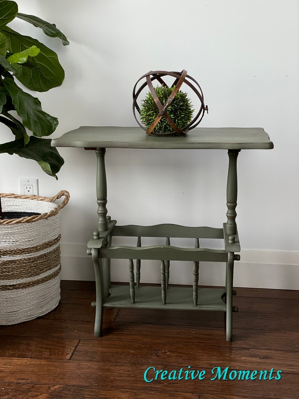 Vintage Accent Table Restored in Rustic Green