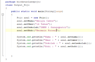 CONTOH PROGRAM CLASS POJO DI NETBEANS