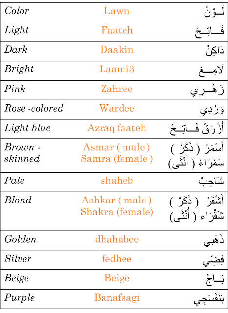Arabic colors
