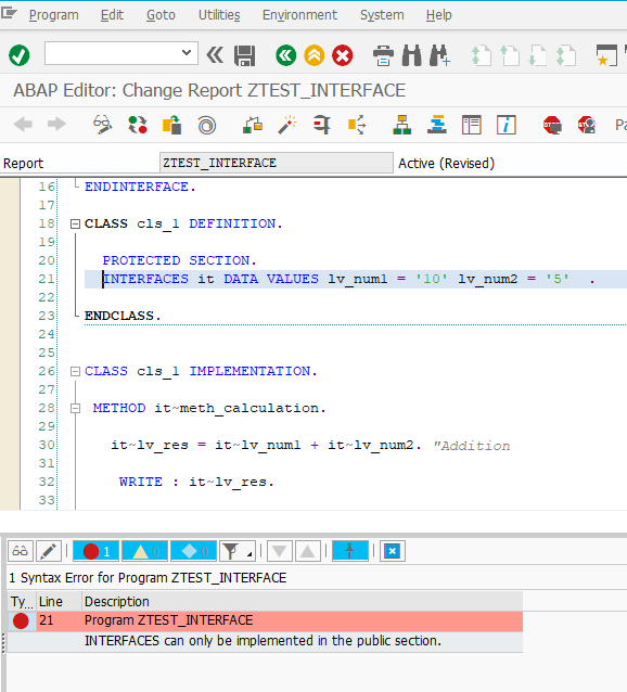 Interface is declared in Public Section of Class - LearnSapAbap
