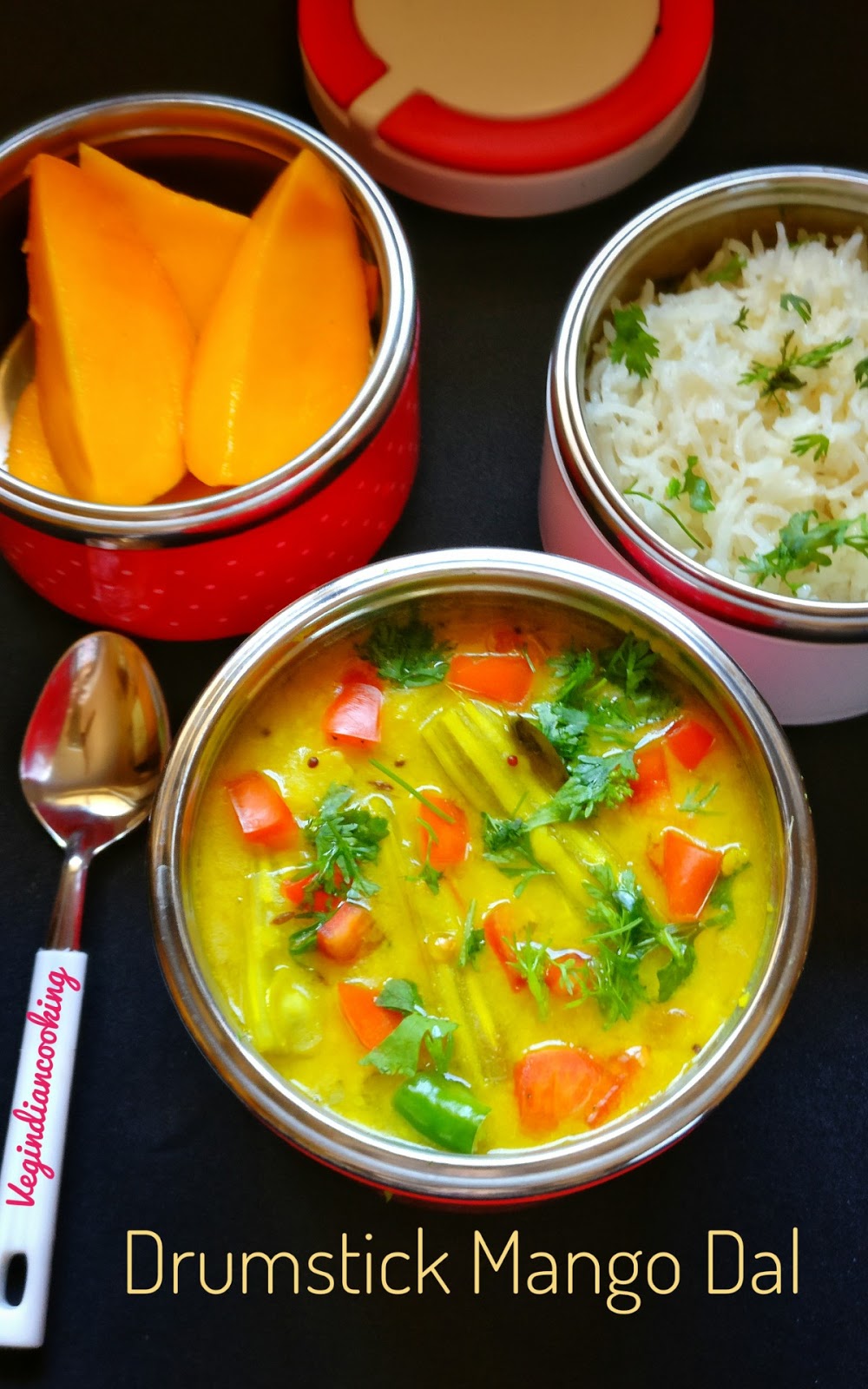 Veg Indian Cooking: Sahjan Phali - Drumstick Mango Dal Recipe