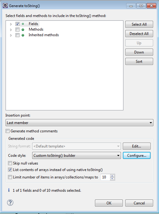 My Developer Diary Custom Tostring Builder For Eclipse