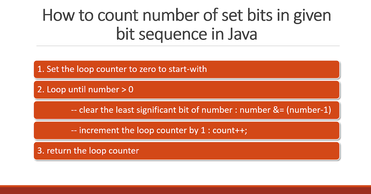 How to Count number of 1s (Set Bits) in Given Bit Sequence in Java | Java67