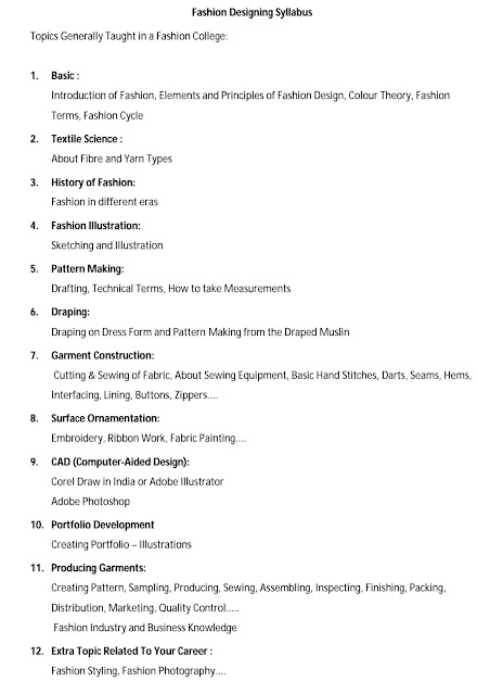 Fashion Designing: Fashion Designing Syllabus