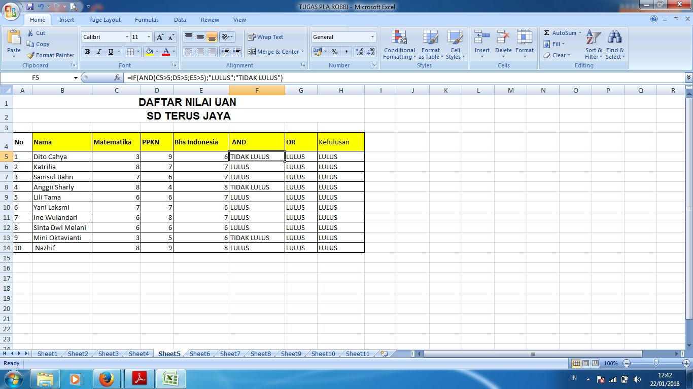 LATIHAN MS.EXCEL
