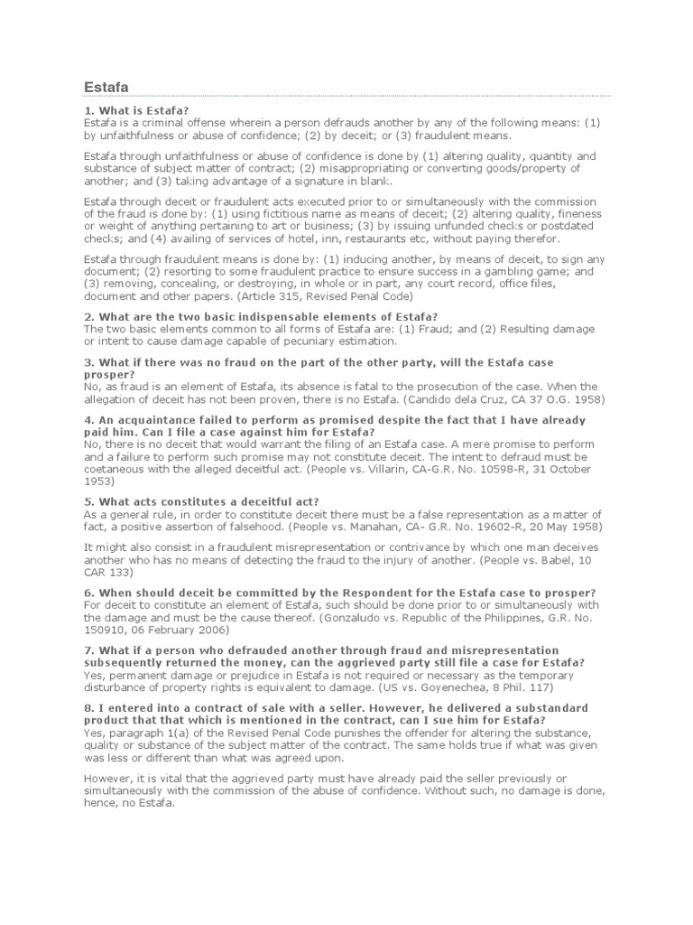 estafa case - philippin news collections