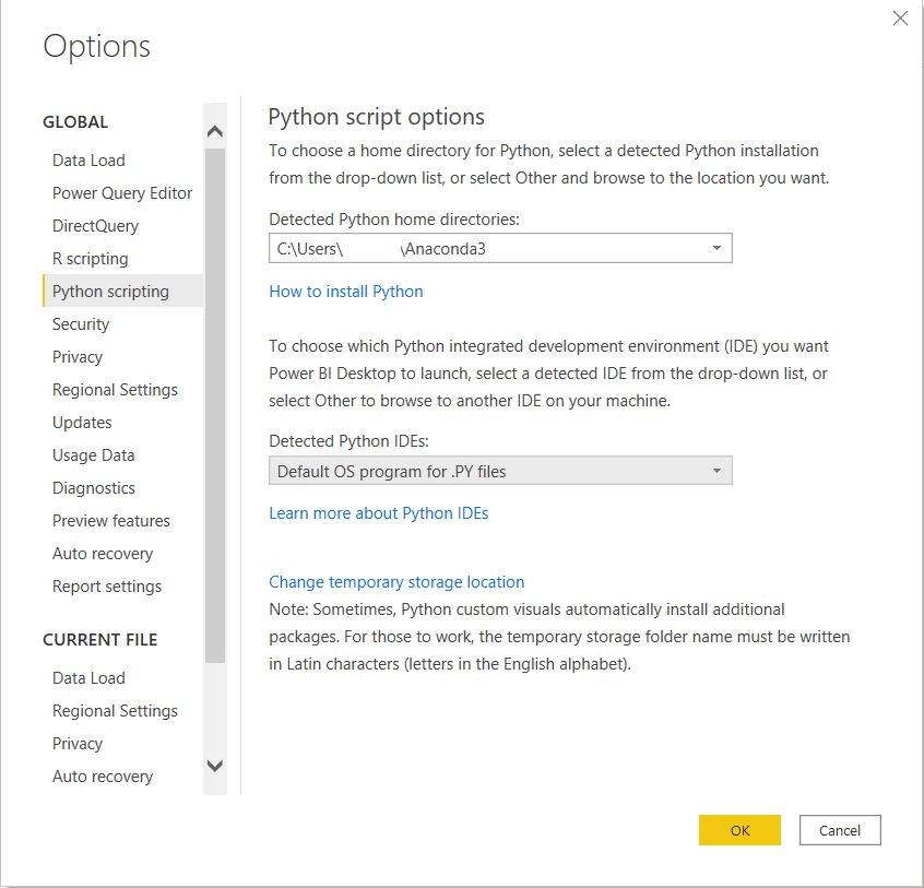 Power BI - Importing fbprophet and using Anaconda as Default Python