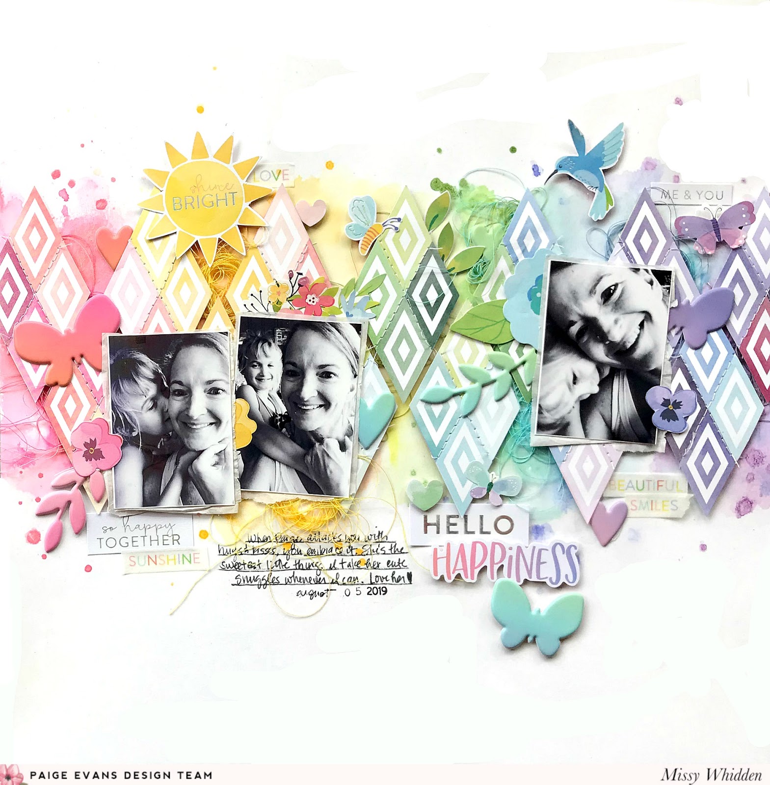 Hello Happiness Layout by Missy Whidden | Paige Taylor Evans