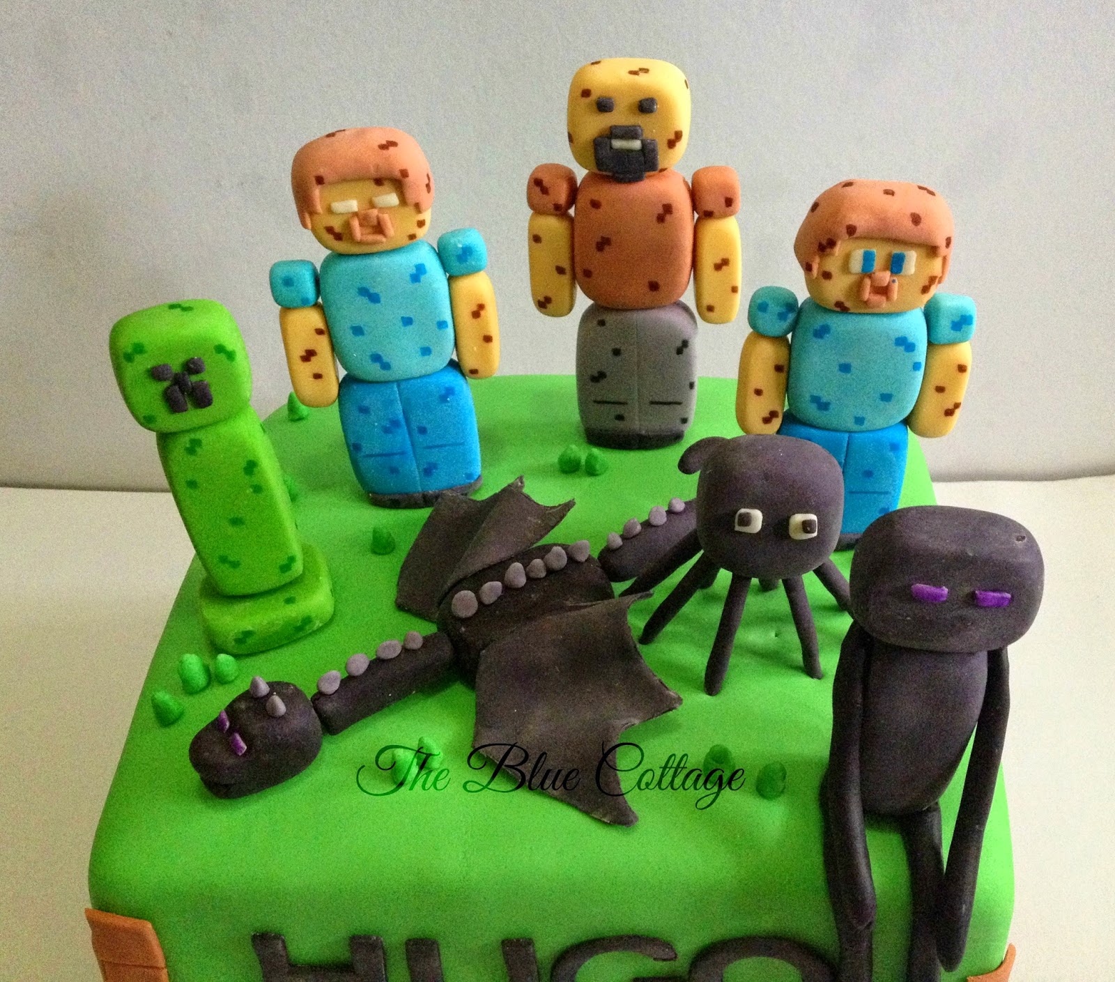 The Blue Cottage: Fondant Birthday Cake and Sugar Cookies ~ Minecraft ...