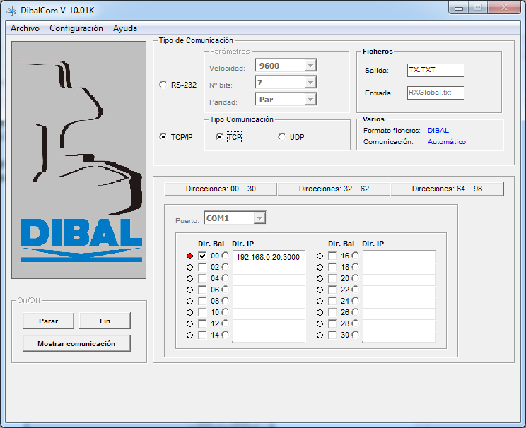 Blog de Jose Gregorio Villa Fernández: Adquirir datos de balanzas dibal ...