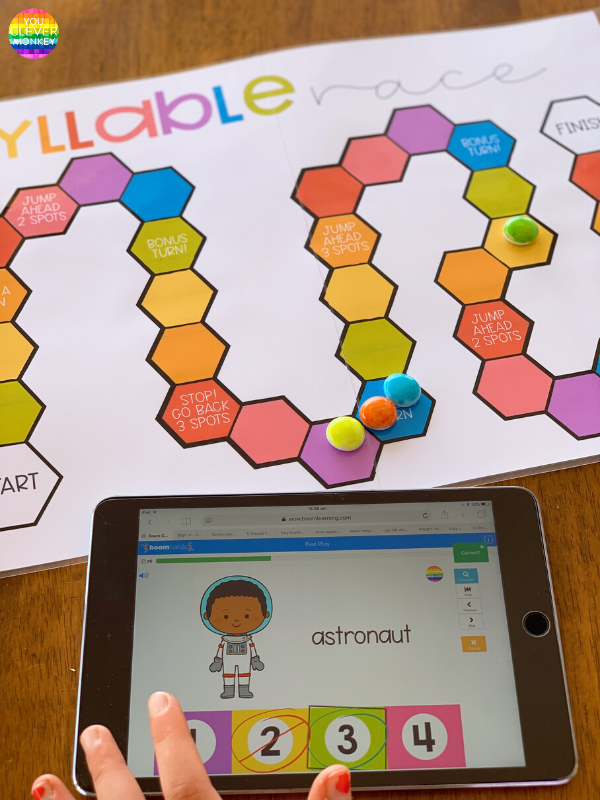 BOOM CARD SYLLABLE RACE GAME | you clever monkey