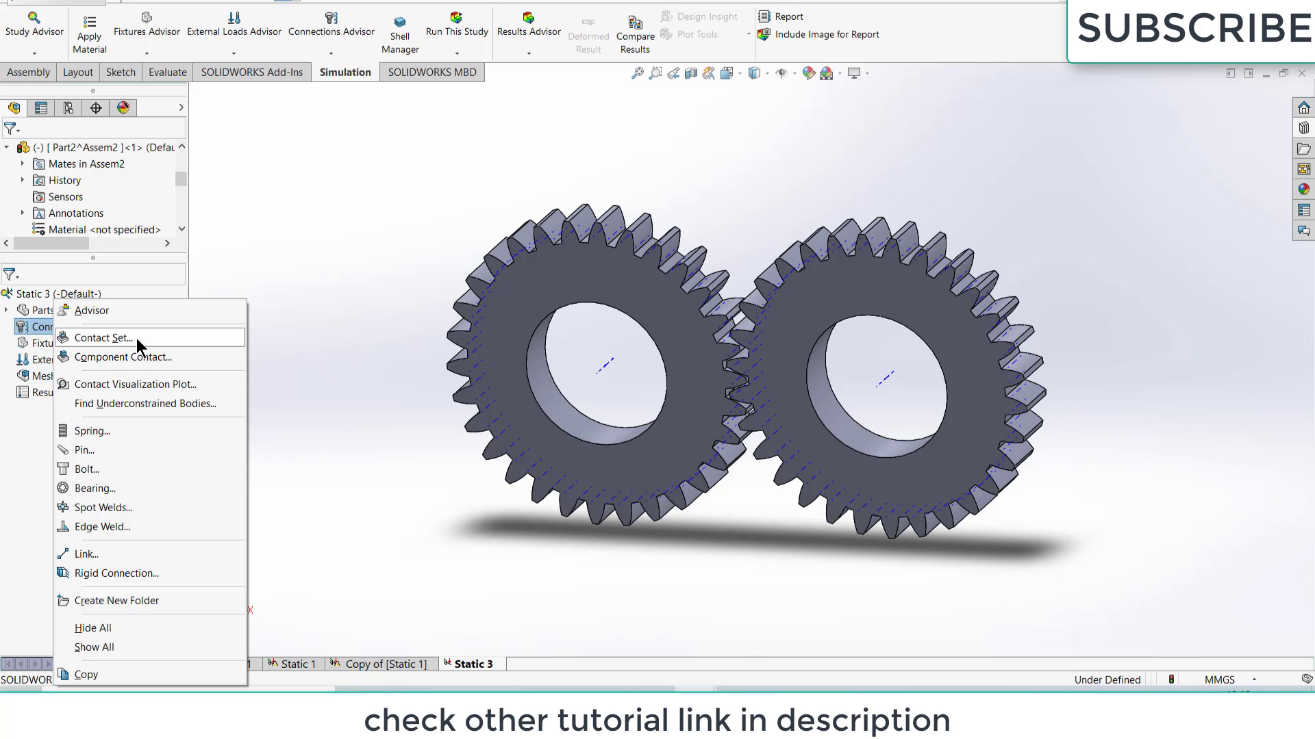 Spur Gear Simulation in Solidworks