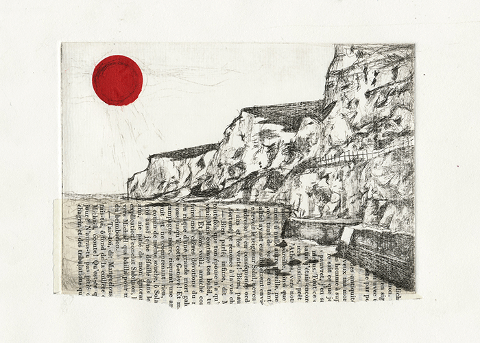 Ink Print Repeat by Andrea Lauren: Landscape Drypoint with chine-colle