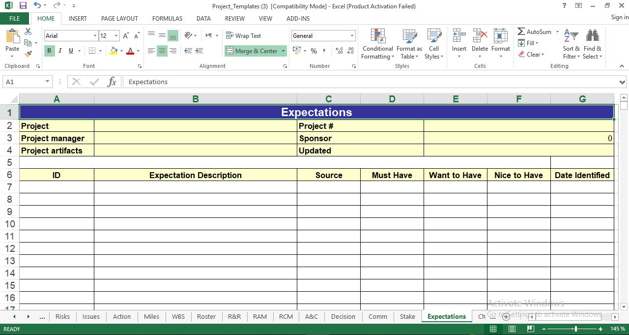 Project Management Template Excel