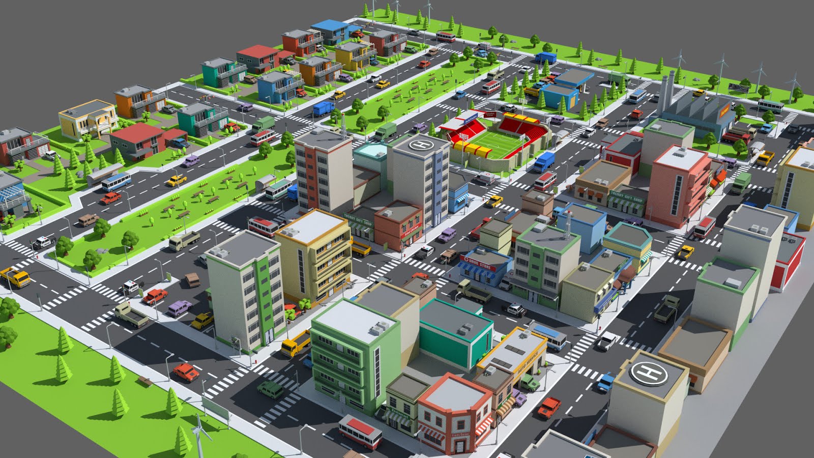 Low poly city 3d model free