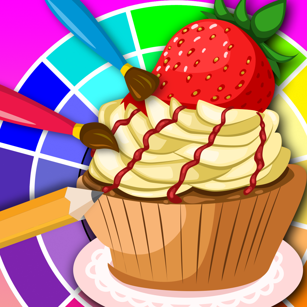 Coloring Strawberry Cakes Game for Little Kids