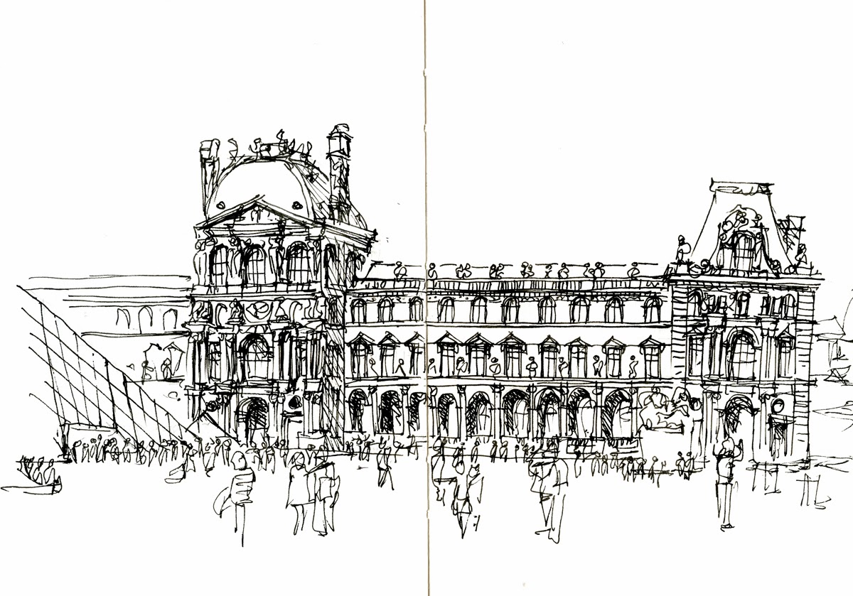 Sketching Architecture: Complex buildings are fun - The Louvre